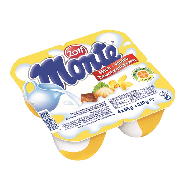 Lốc 4 Hộp Váng Sữa Vị Vanile Monte 55g