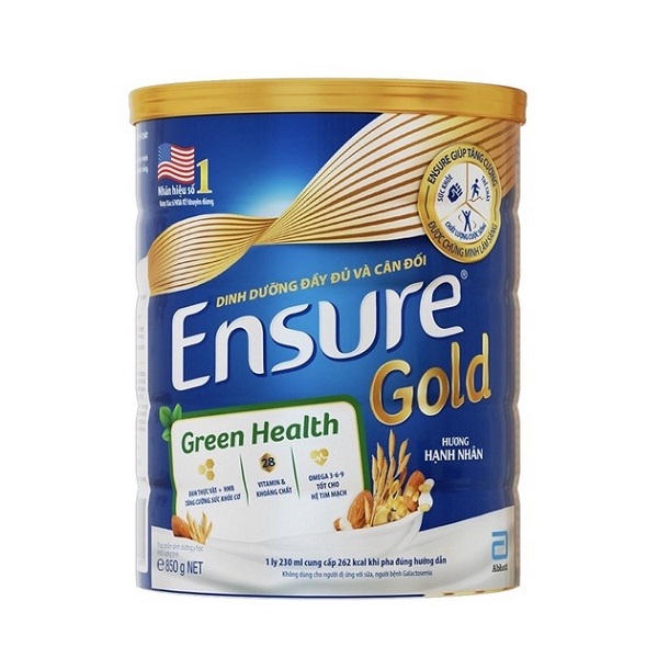 Sữa bột Ensure Gold Green Health hạnh nhân hộp 850g