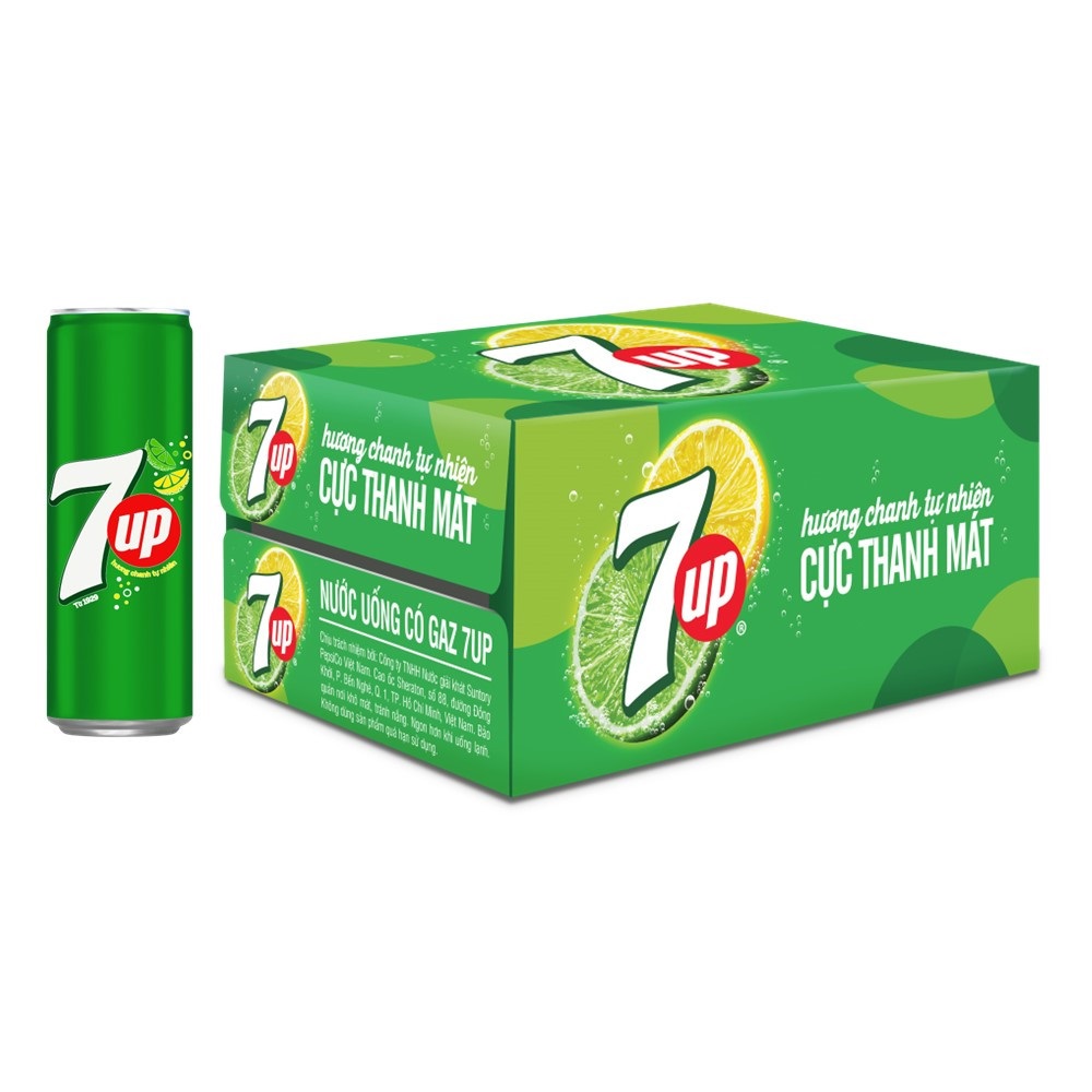 Thùng 24 Lon Nước Giải Khát 7Up 320/330ml x 24 Lon