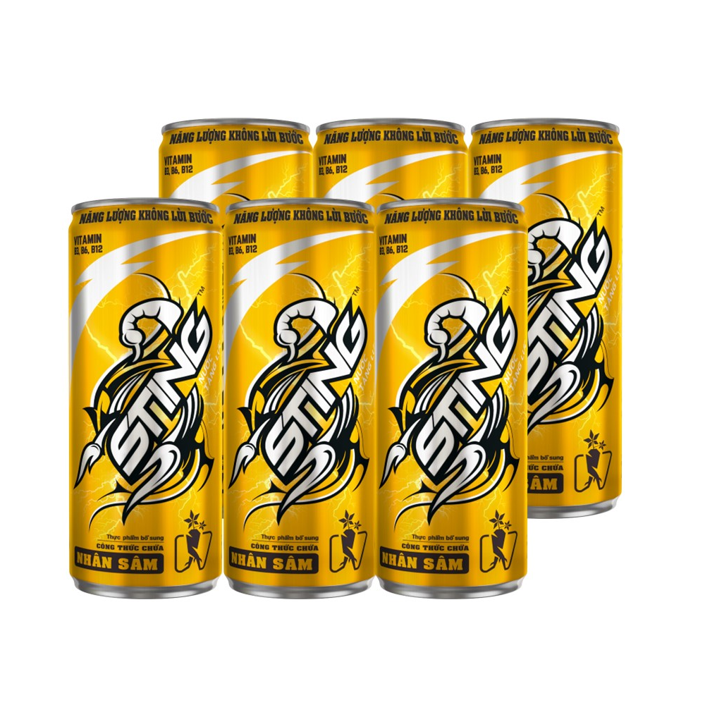 Lốc 6 Nước Tăng Lực Sting Gold Lon 320ml x 6 Lon