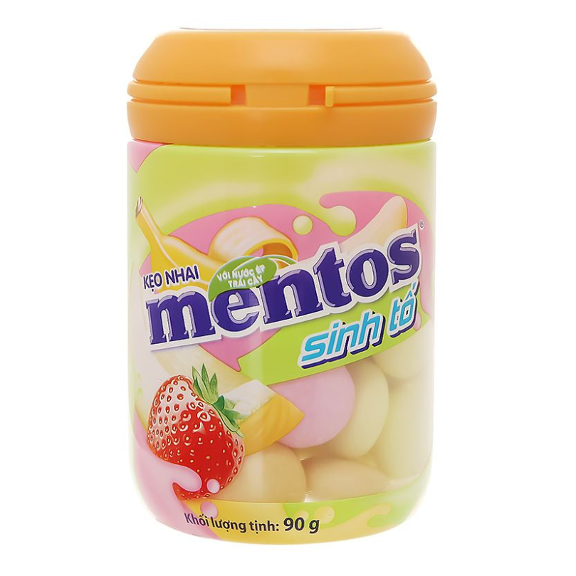 Kẹo Nhai Mentos Vị Sinh Tố (Dâu, Chuối, Dưa Lưới) 90g