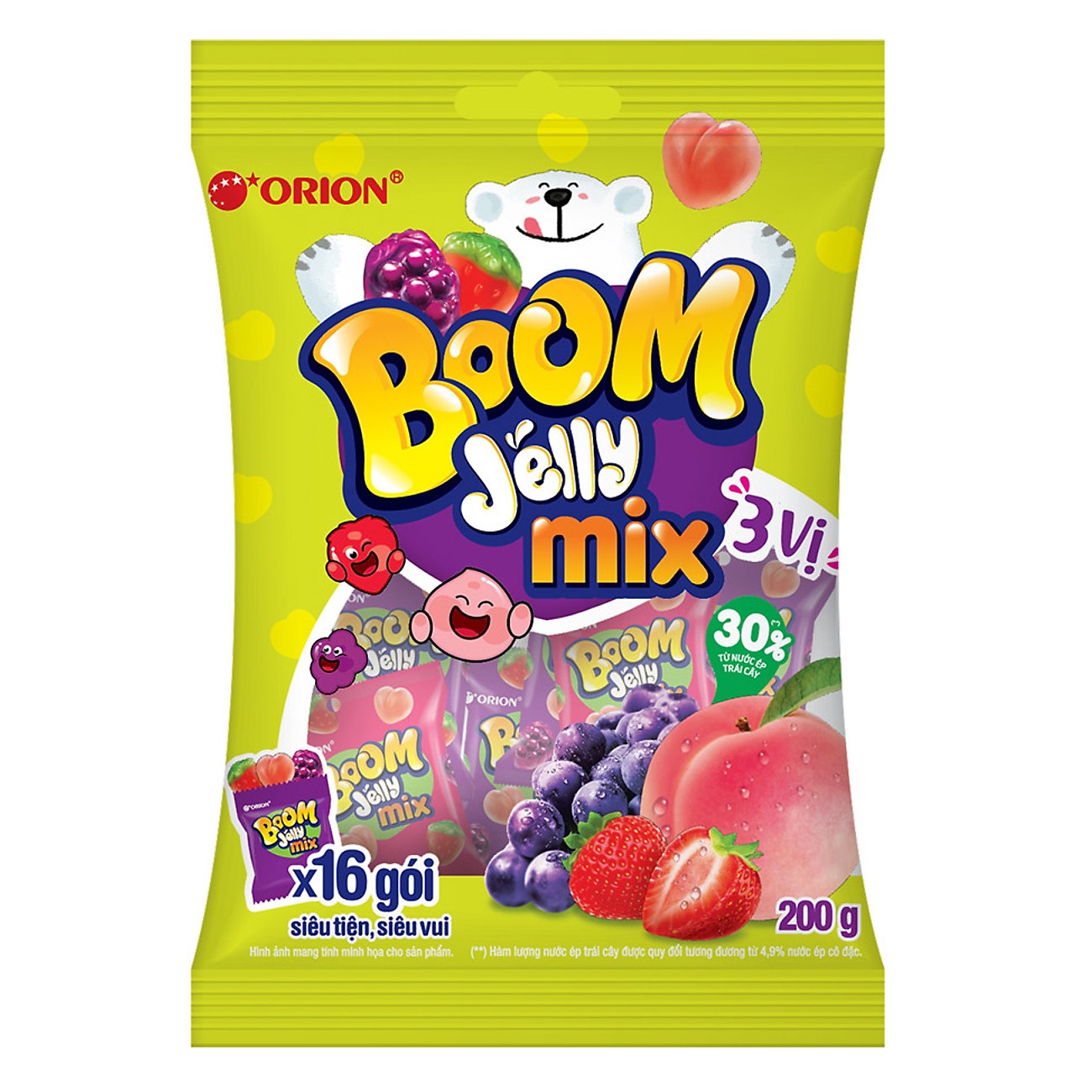 Kẹo Dẻo Orion Boom Mix Hỗn Hợp Túi 200g