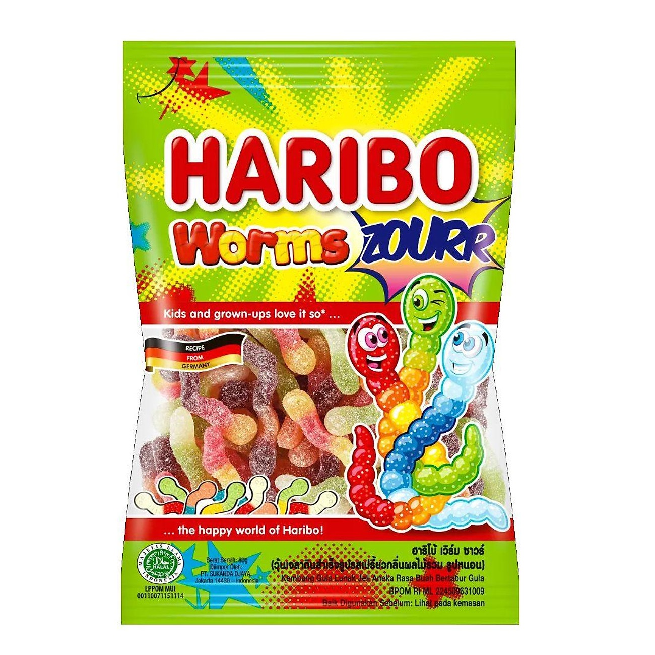 Kẹo Dẻo Worms Zourr Haribo 80g