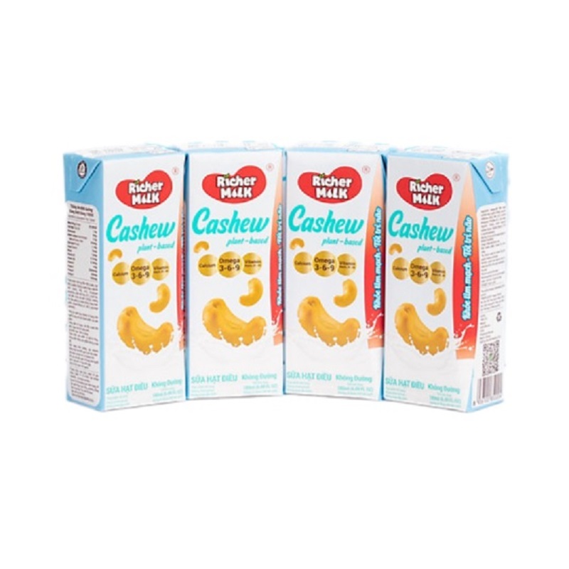 Sữa Hạt Điều Không Đường Richer Milk 180mlx4