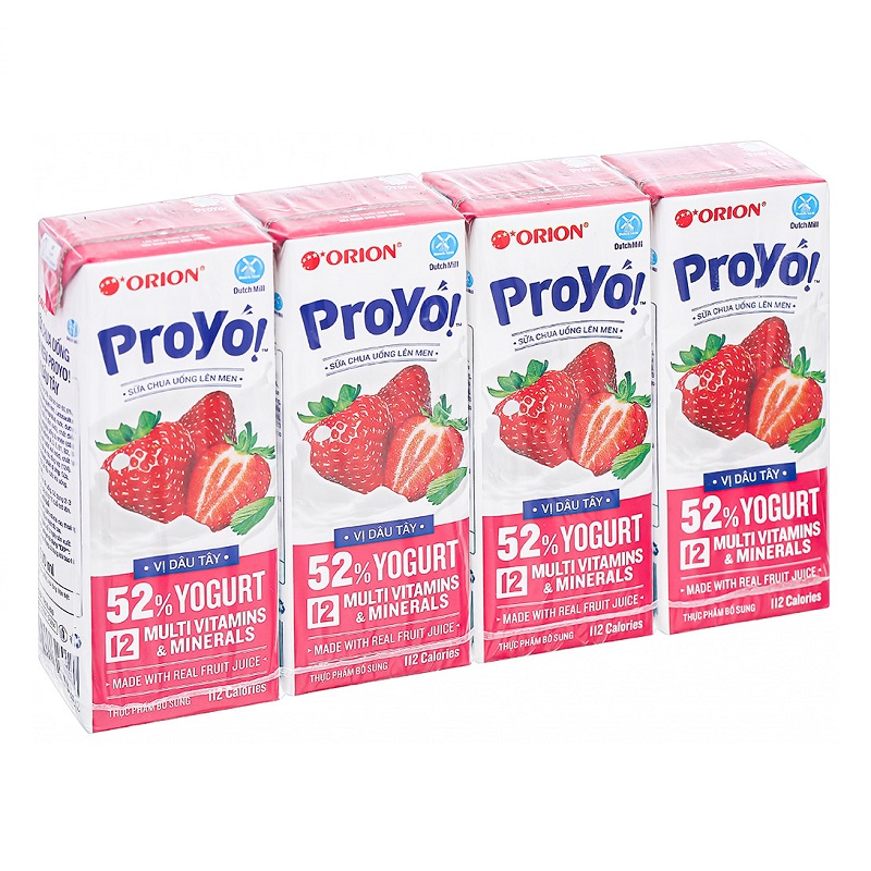 Sữa Chua Uống Hương Dâu Proyo 180mlx4