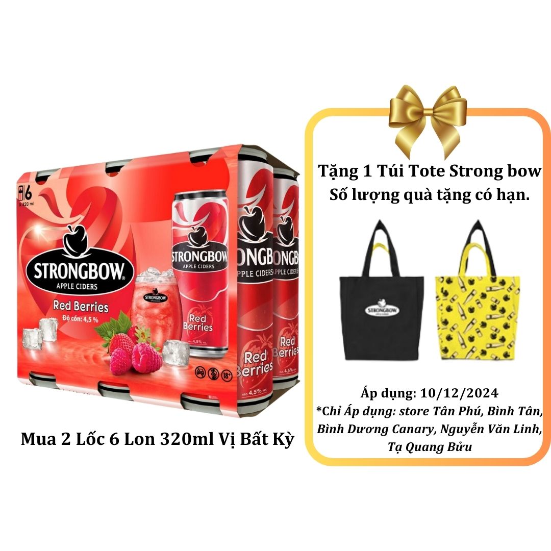 Lốc 6 Lon Nước Táo Lm Strongbow Red Berries 330Ml