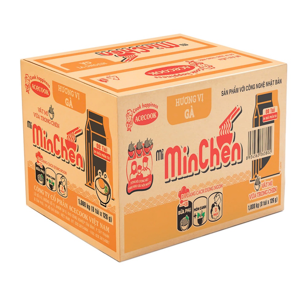 Thùng 8 lốc mì Minchen vị gà lốc 126g giá tốt tại AEONESHOP
