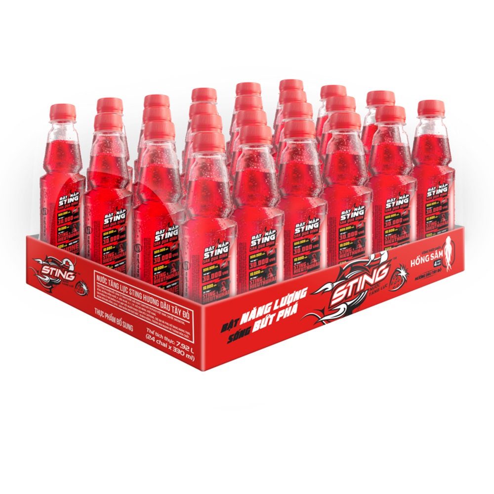 Thùng 24 Nước Tăng Lực Sting Đỏ 330ml x 24 Chai