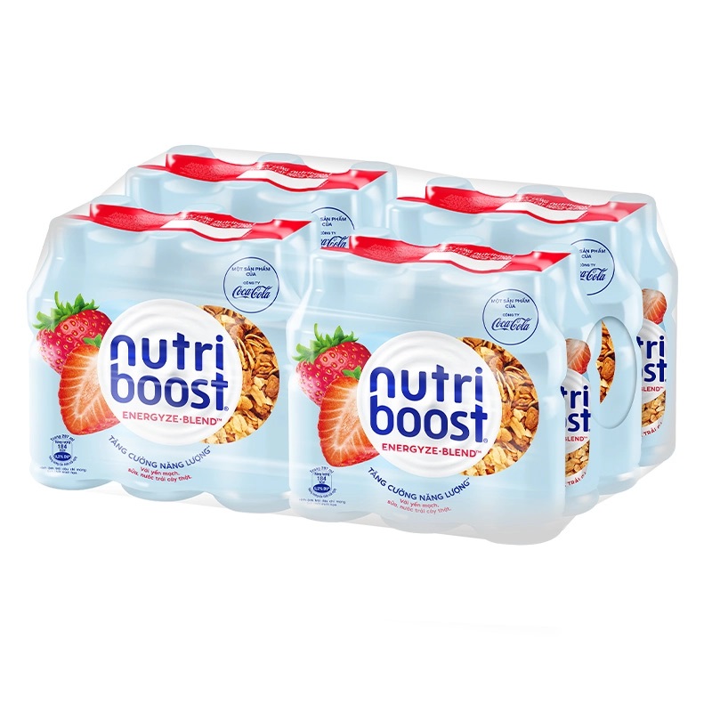 Thùng 24 Chai Nước Nutriboost Trái Cây Sữa Dâu 297ml