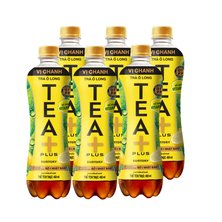 Lốc 6 Chai Trà Olong Tea Plus Chanh 450ml x 6 Chai
