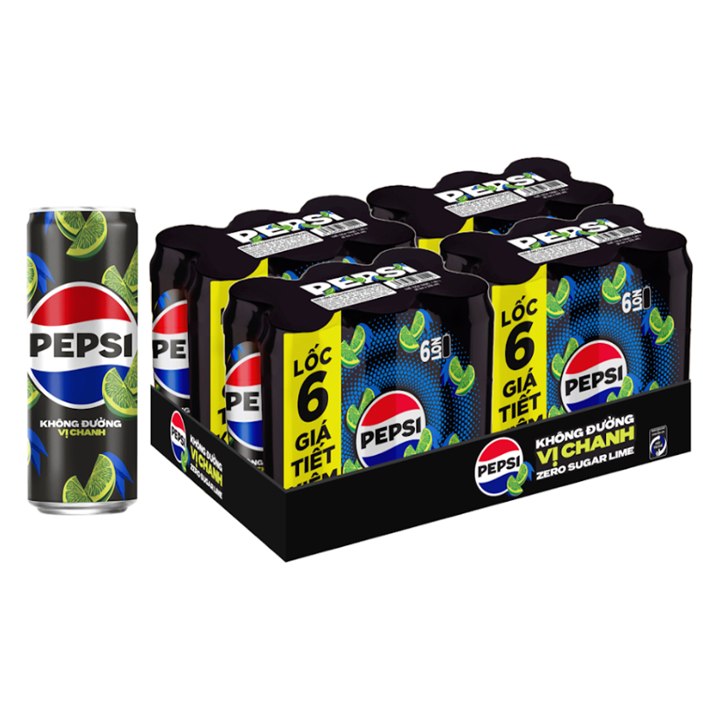 Thùng 24 Lon Nước Giải Khát Pepsi Zero Calo Chanh 320ml x 24 Chai