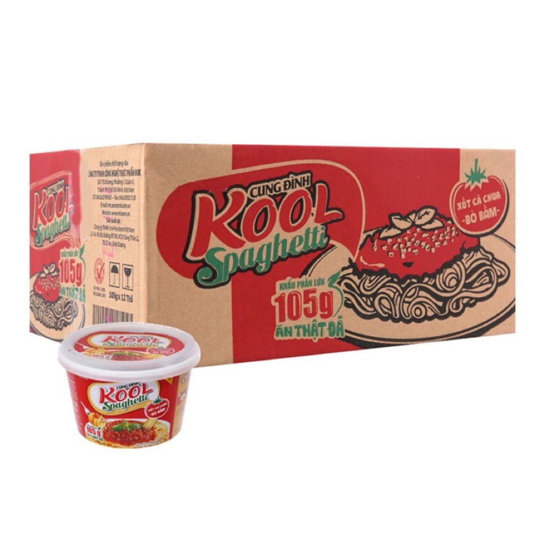 Thùng 12 Hộp Mì Kool Spaghetti Cung Đình 105g