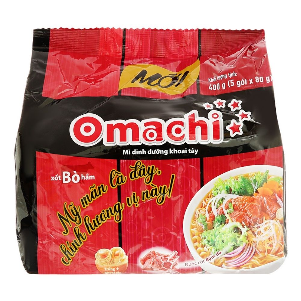 Lốc 5 Gói Mì Omachi Dinh Dưỡng Vị Xốt Bò Hầm 80g x 5
