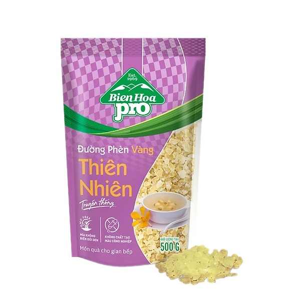 Đường phèn vàng thiên nhiên Pro Biên Hòa gói 500g