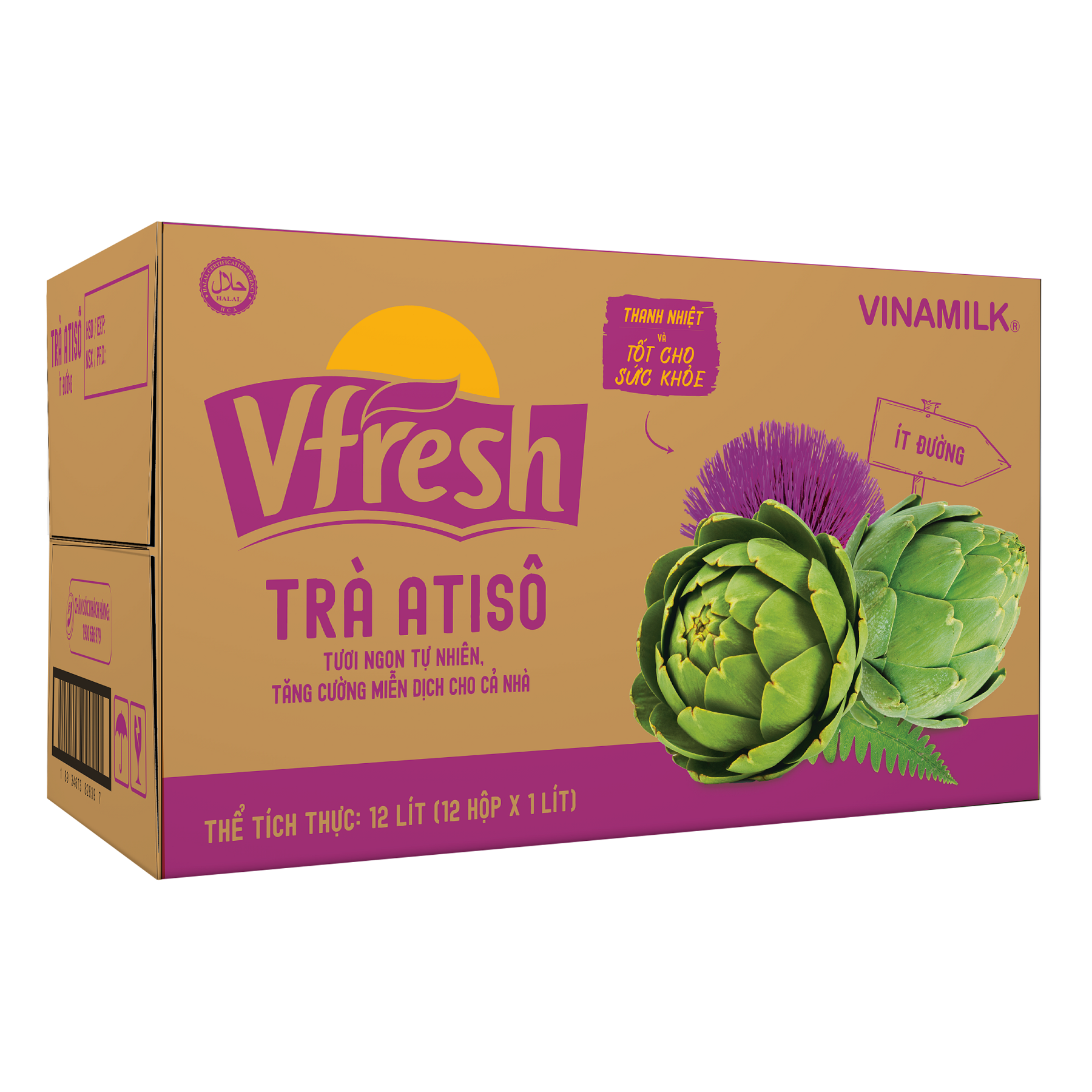 Thùng 12 Trà Atiso V-Fresh Ít Đường 1L