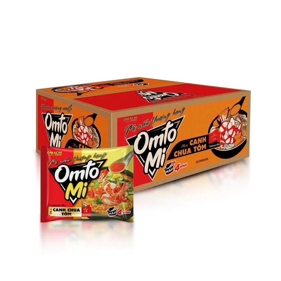 Thùng 16 Mì Nấu OmtoMi Vị Canh Chua Tôm 16Gói X 126g
