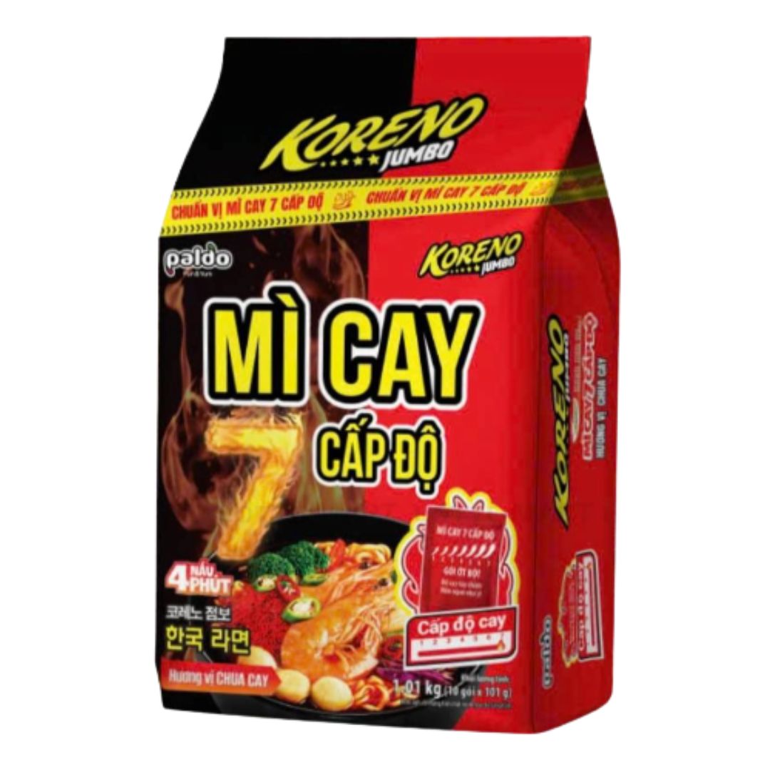 Lốc 10 Gói Mì Cay 7 Cấp Độ Hương Vị Chua Cay Jumbo 101g