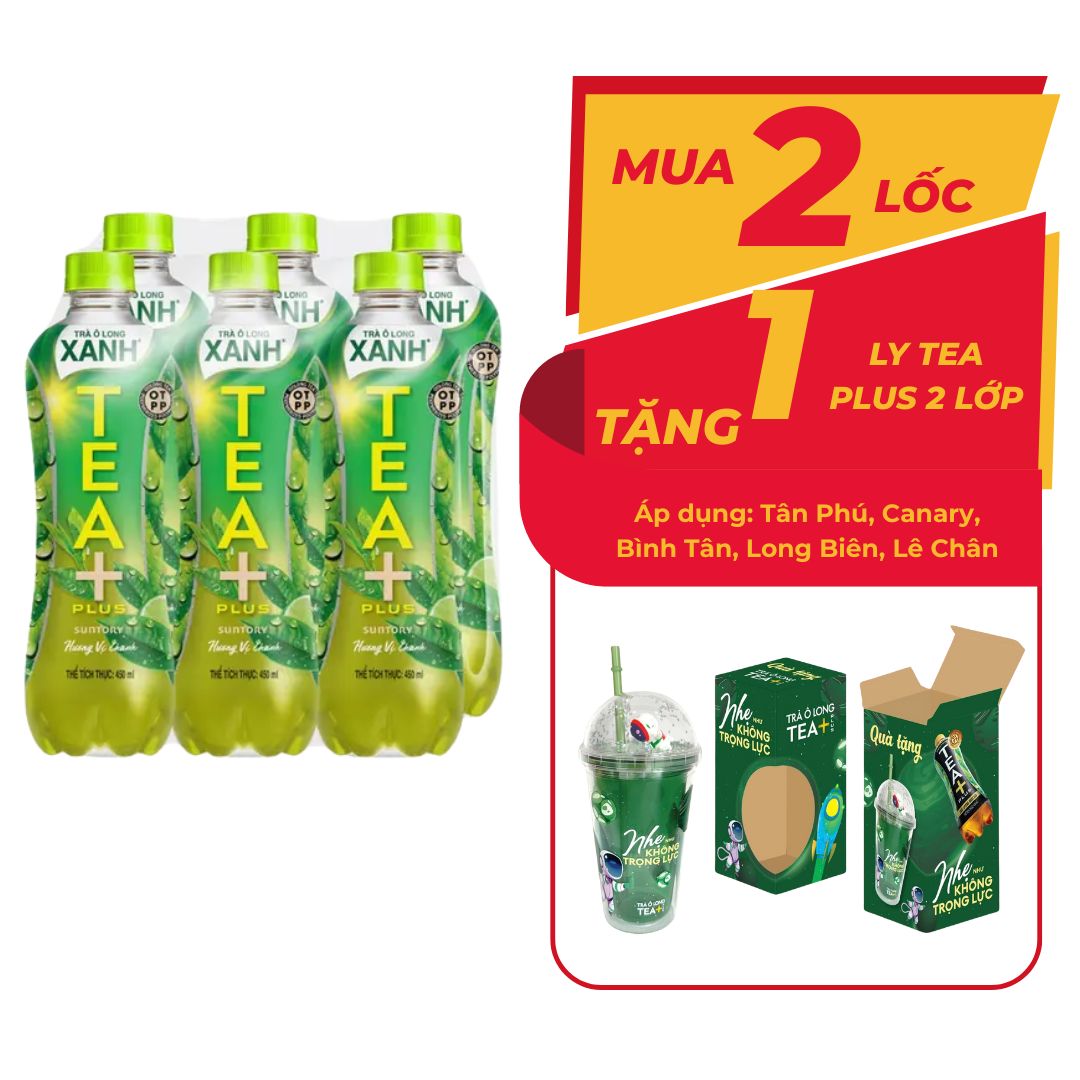 Lốc 6 Chai Trà Olong Xanh Tea+ 450ml