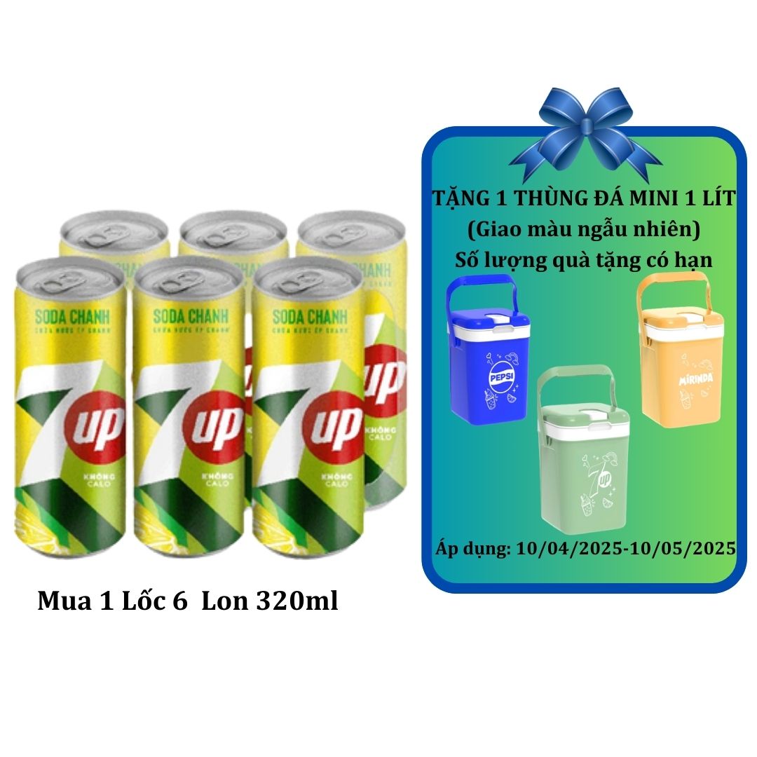Lốc 6 Lon Nước Uống Có Gaz 7Up Soda Chanh 320ml