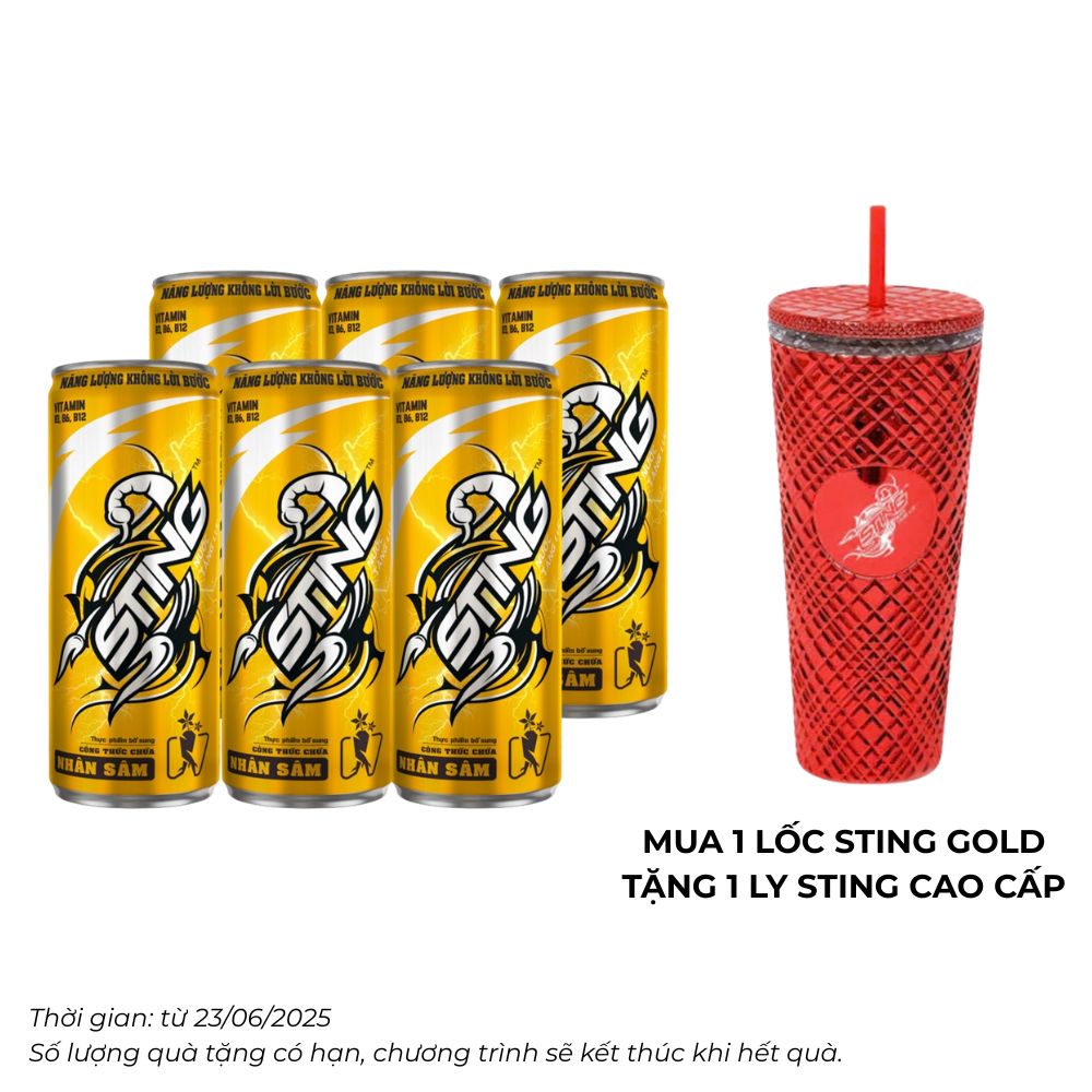 Lốc 6 Nước Tăng Lực Sting Gold Lon 320ml x 6 Lon