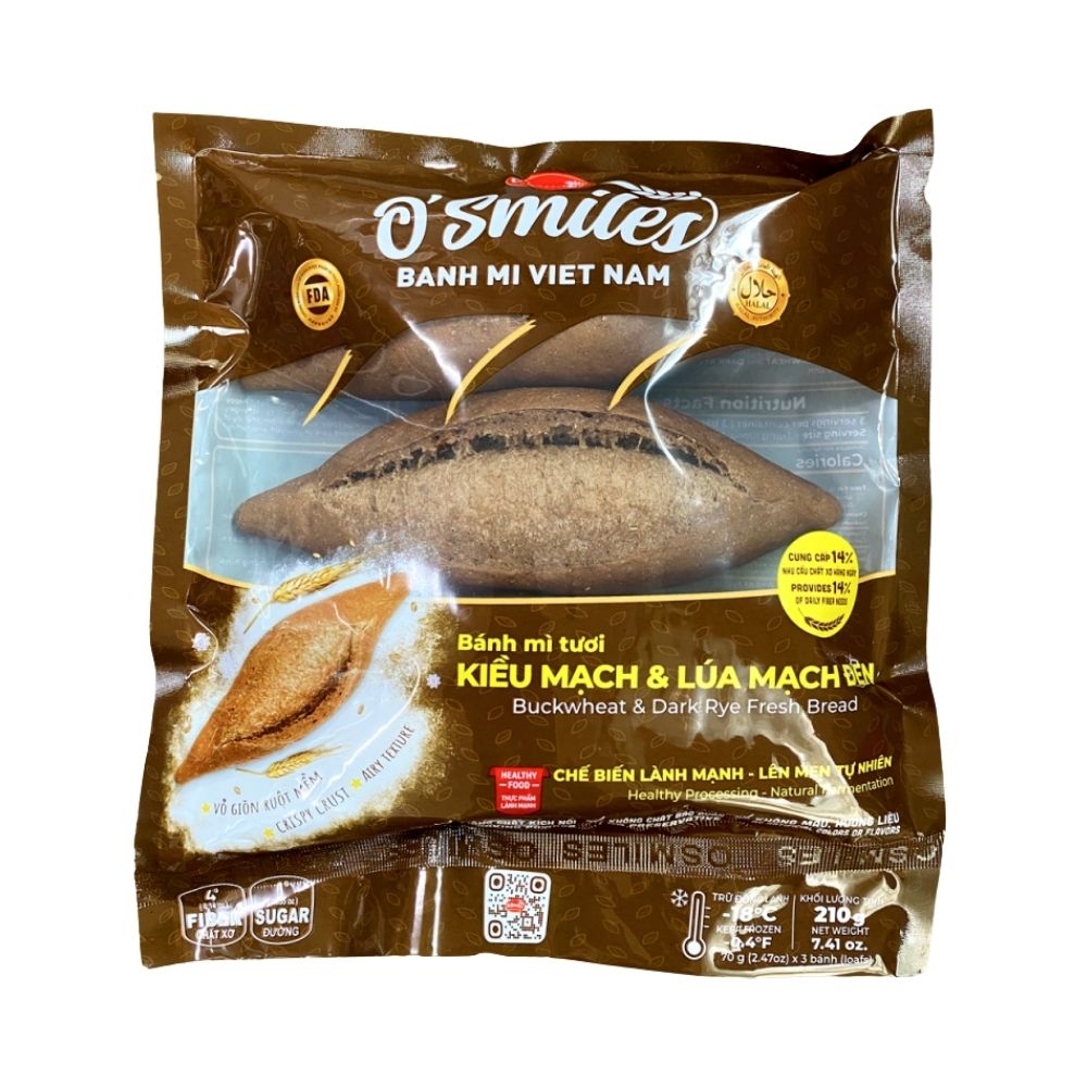 Bánh Mì Tươi Kiều Mạch & Lúa Mạch Đen O'Smiles 70gx3