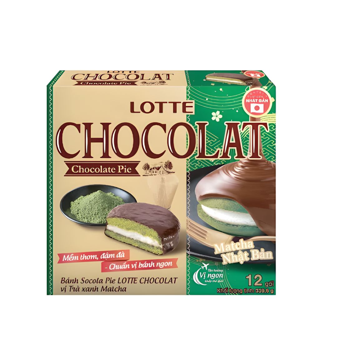 Bánh socola pie Lotte Chocolat vị trà xanh 339.6g giá tốt tại AEONESHOP