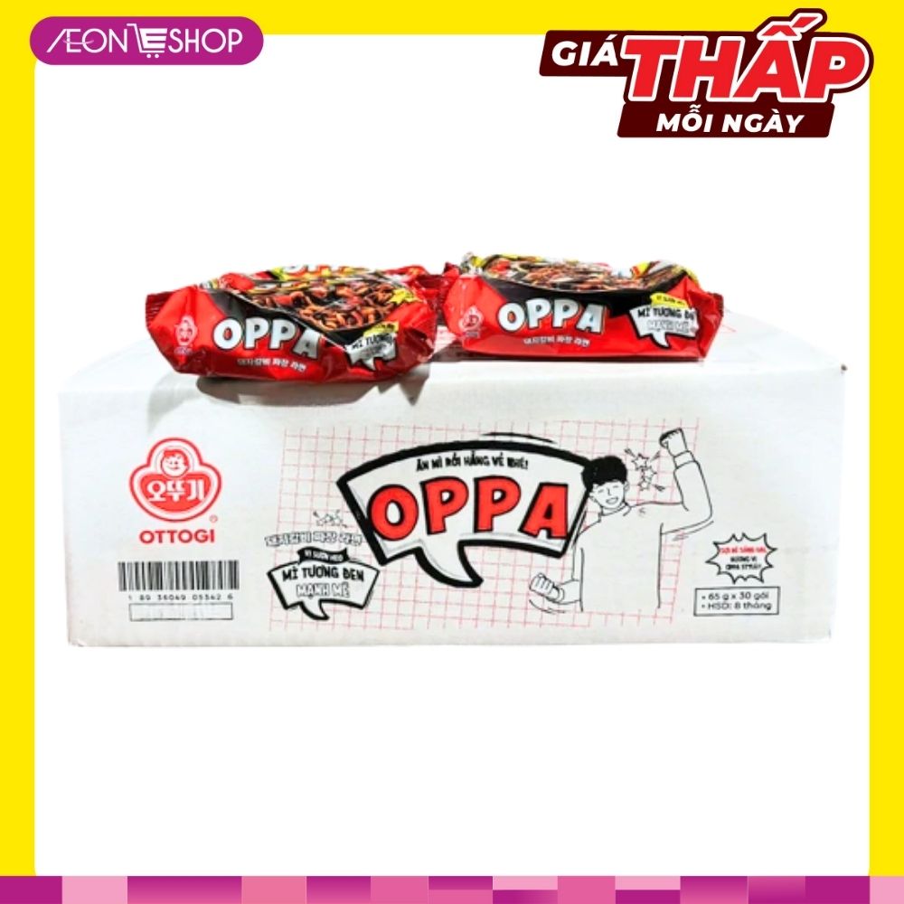 Thùng 30 Mì Ăn Liền Oppa Mì Tương Đen Vị Sườn Heo 65g