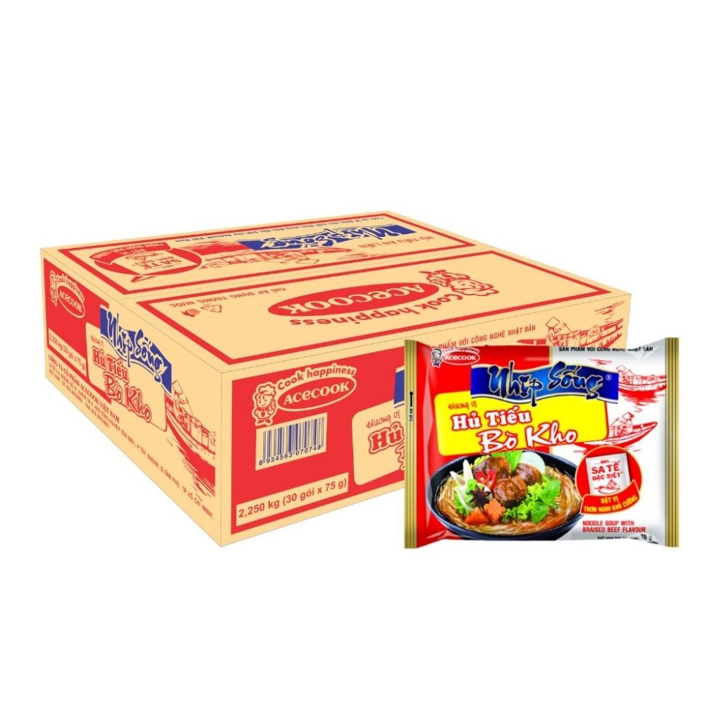 Thùng 30 Hủ Tiếu Nhịp Sống Bò Kho 72g/75g