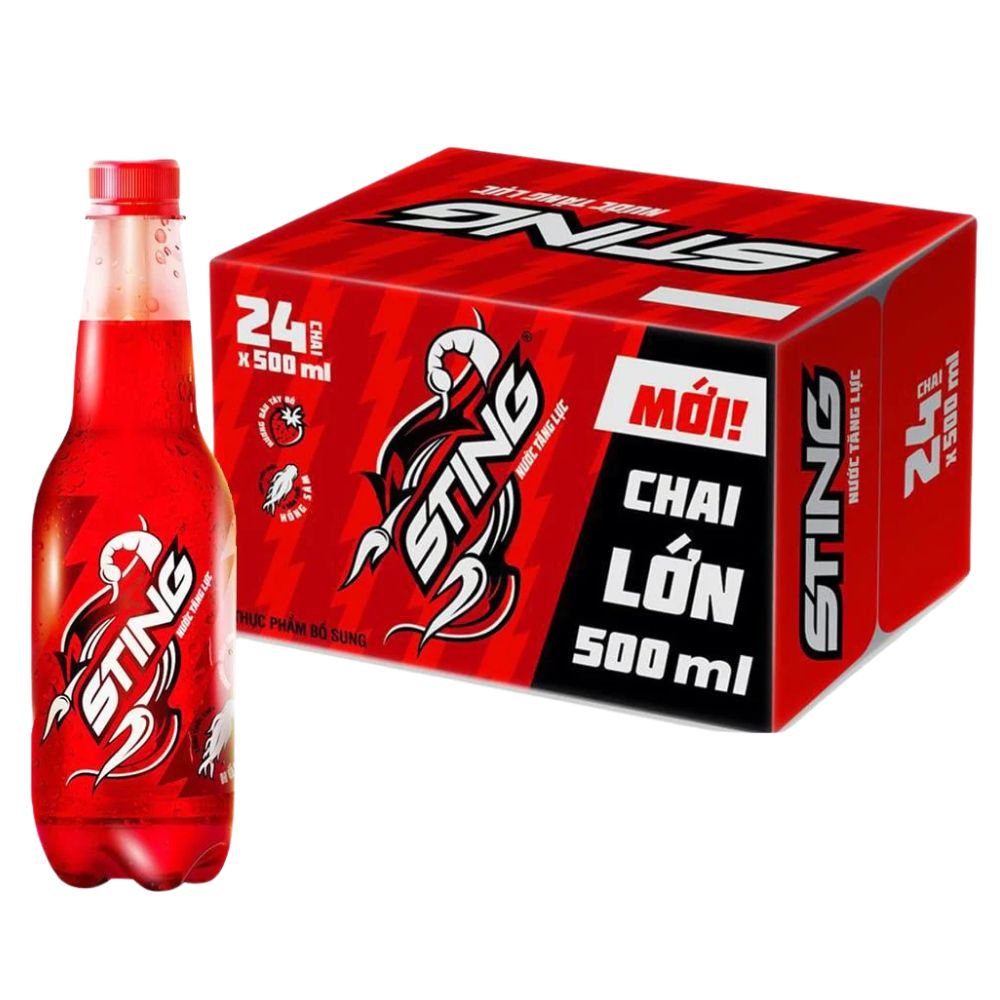 Thùng 24 Chai Nước Tăng Lực Sting Đỏ 500ml