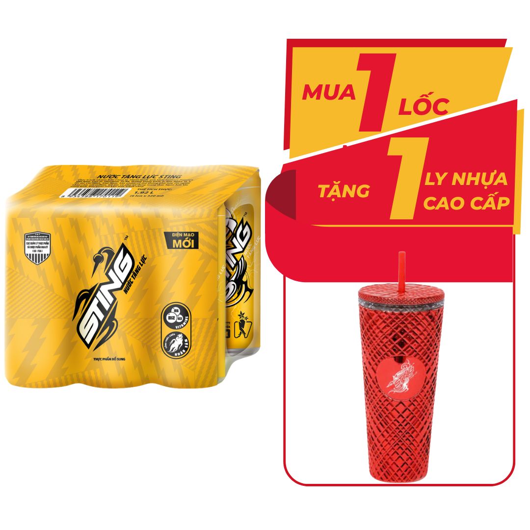 Lốc 6 lon nước tăng lực Sting vàng lon 320ml tại AEONESHOP