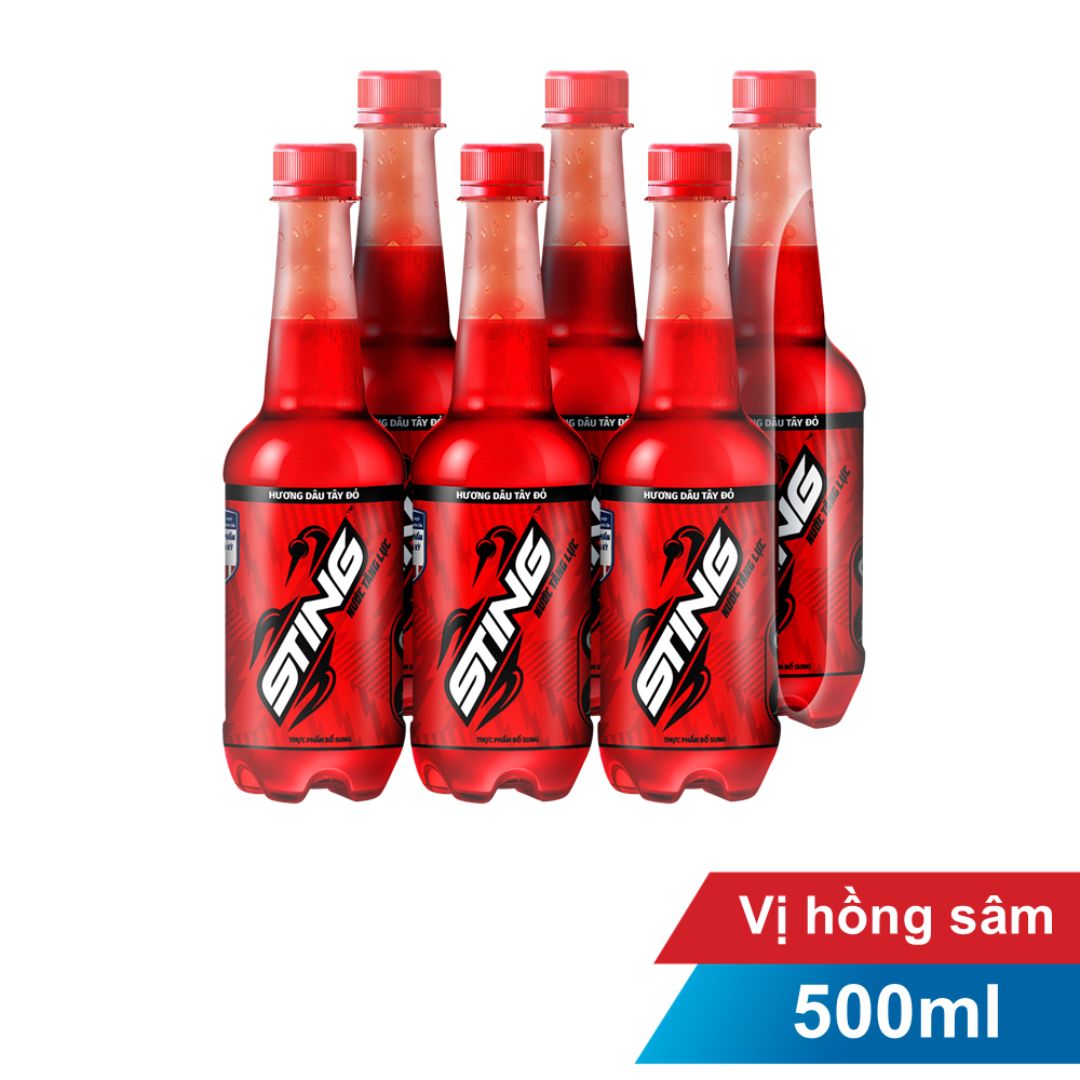 Lốc 6 Chai Nước Tăng Lực Sting Đỏ 500ml