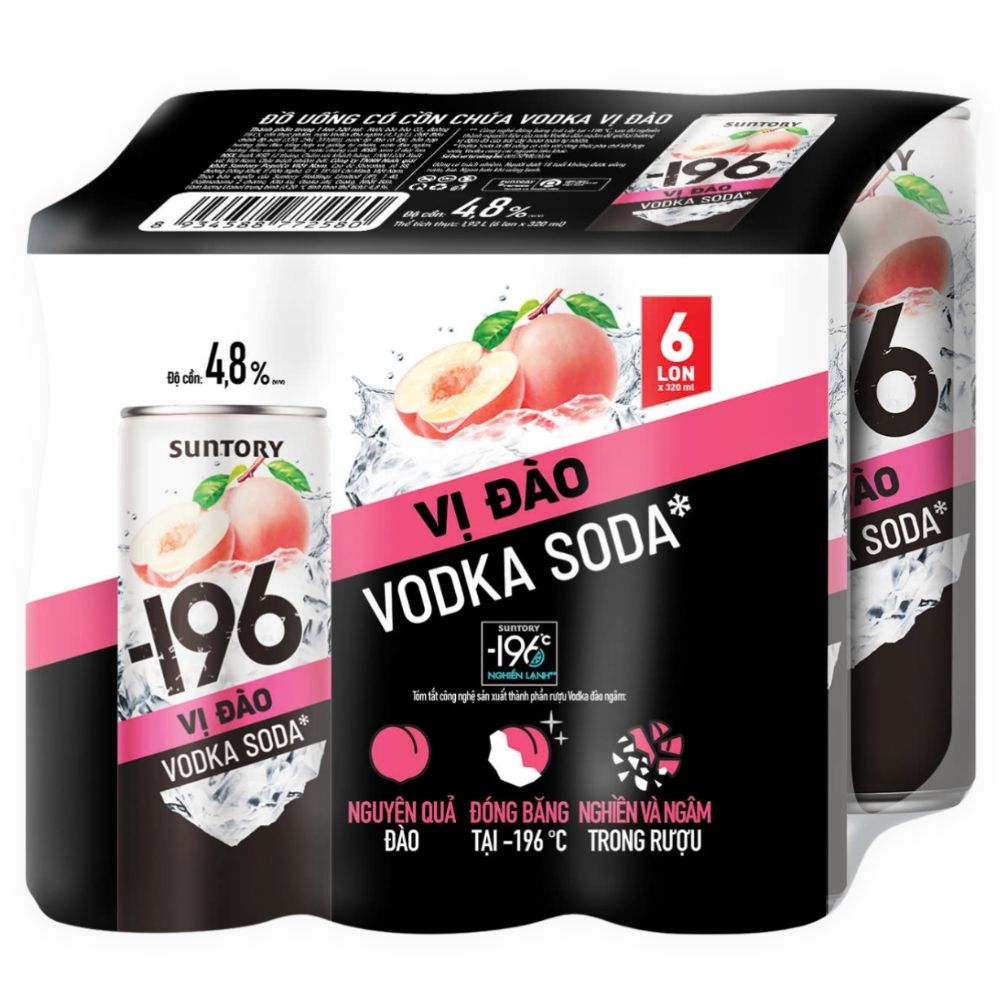 Lốc 6 Lon Vodka Soda -196 Đào 320ml