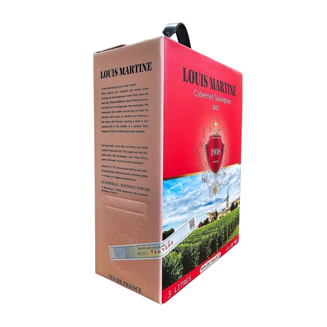 Rượu Vang Đỏ Pháp Louis Martine C.S Bordeaux Hộp 3L