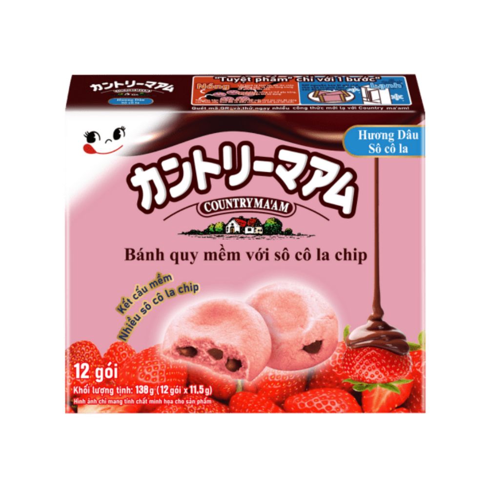 Bánh Quy Mềm Sôcôla Chip Country Ma'Am Hương Dâu 138g