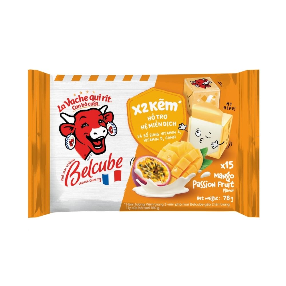 Phô Mai Con Bò Cười Belcube Xoài Chanh Dây 78g
