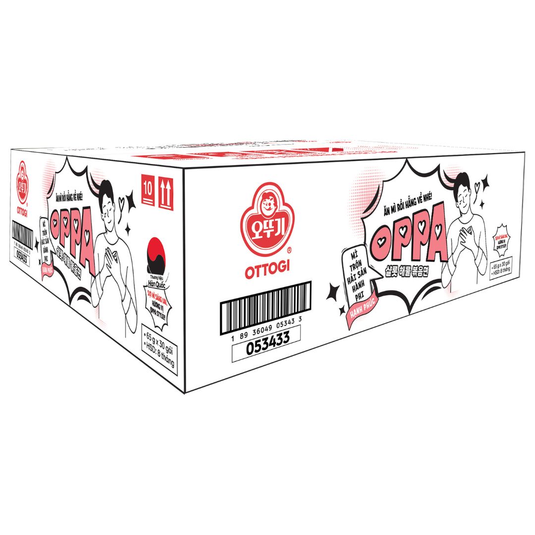 Thùng 30 gói mì trộn Oppa vị hải sản hành phi gói 65g tại AEONESHOP