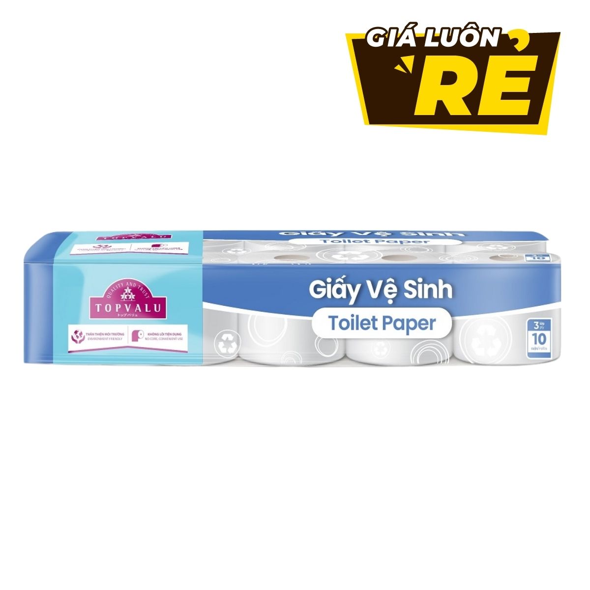 Giấy vệ sinh Topvalu 10 cuộn, 3 lớp chính hãng giá tốt Tháng 8/2025