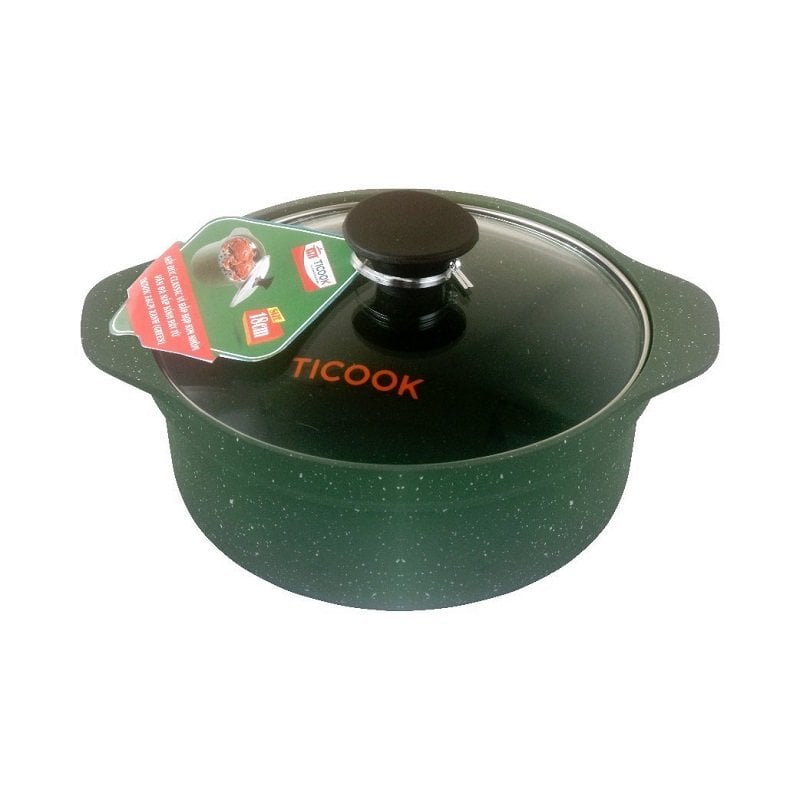 Nồi Đúc Classic Hợp Kim Nhôm Vân Đá Đáy Từ 14 Ticook Green