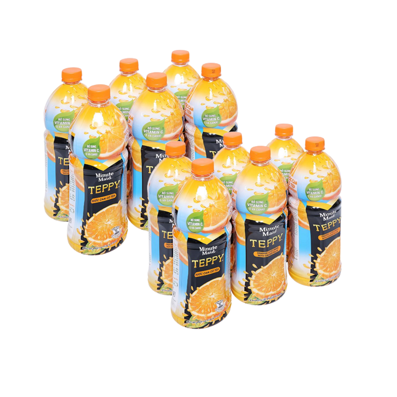 Thùng 12 Chai Nước Cam Ép Teppy 1L x 12 Chai