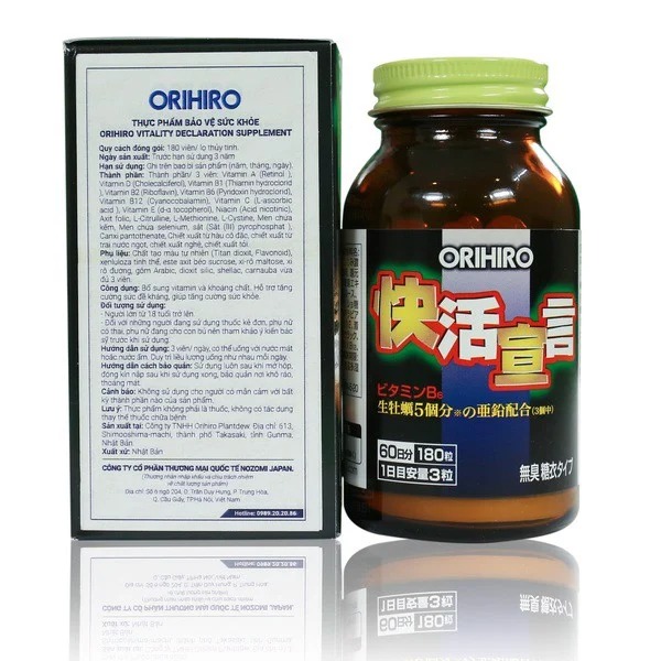 Viên Uống Orihiro Tinh Chất Hàu Bổ Sung Vitamin 180 Viên