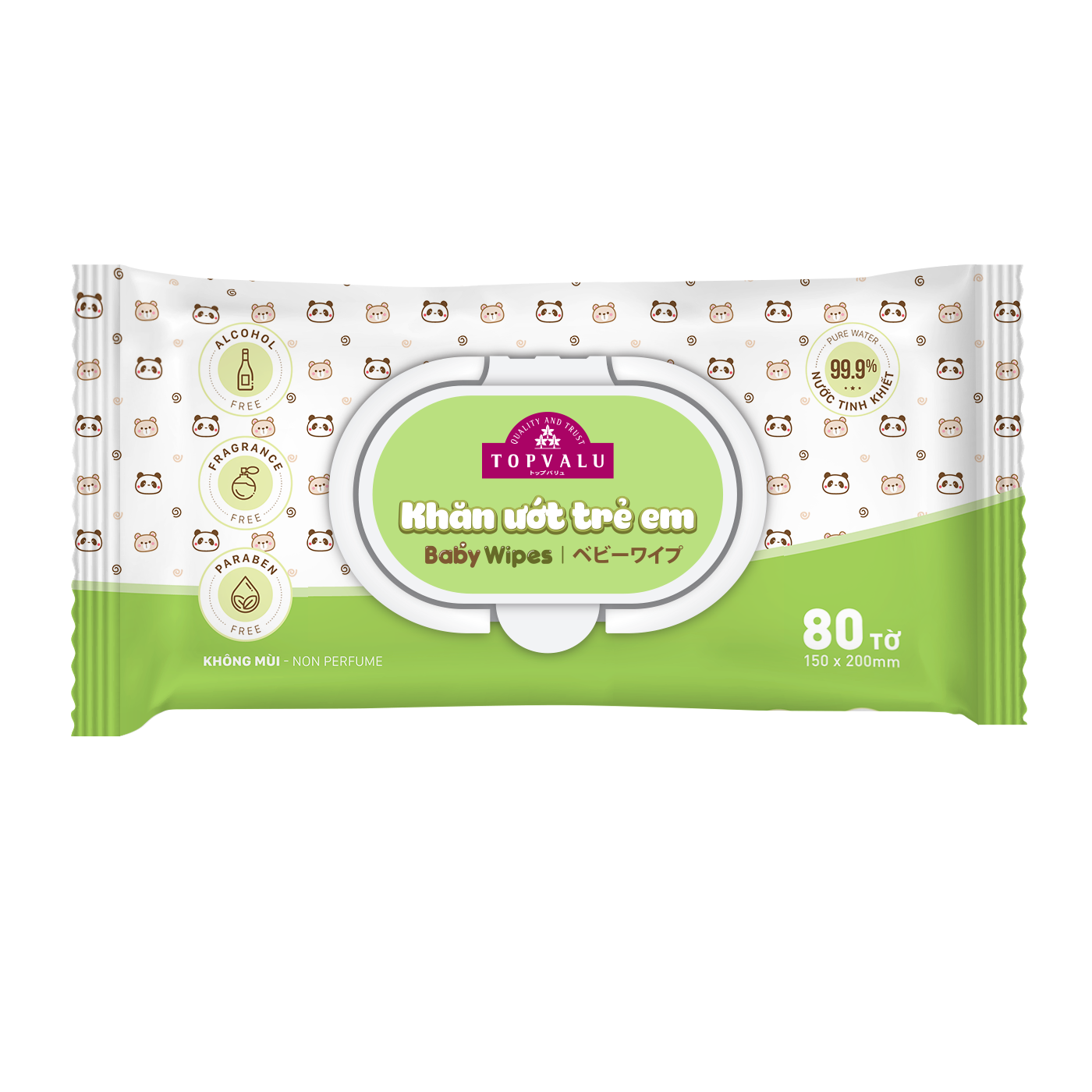 Khăn Ướt Trẻ Em Topvalu Không Hương 80 Tờ