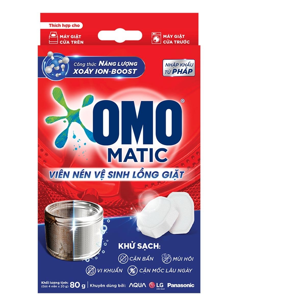 Hộp 4 Viên Nén Vệ Sinh Lồng Giặt Omo Matic 80g