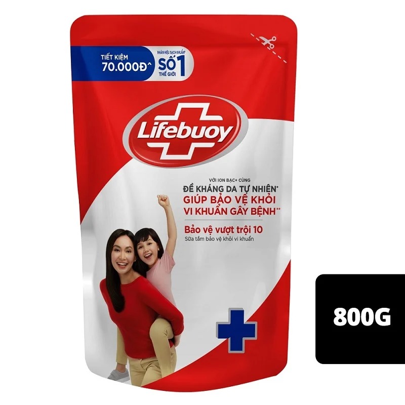 Sữa Tắm Lifebuoy Bạc Bảo Vệ Diệt Khuẩn Vượt Trội 10 800g