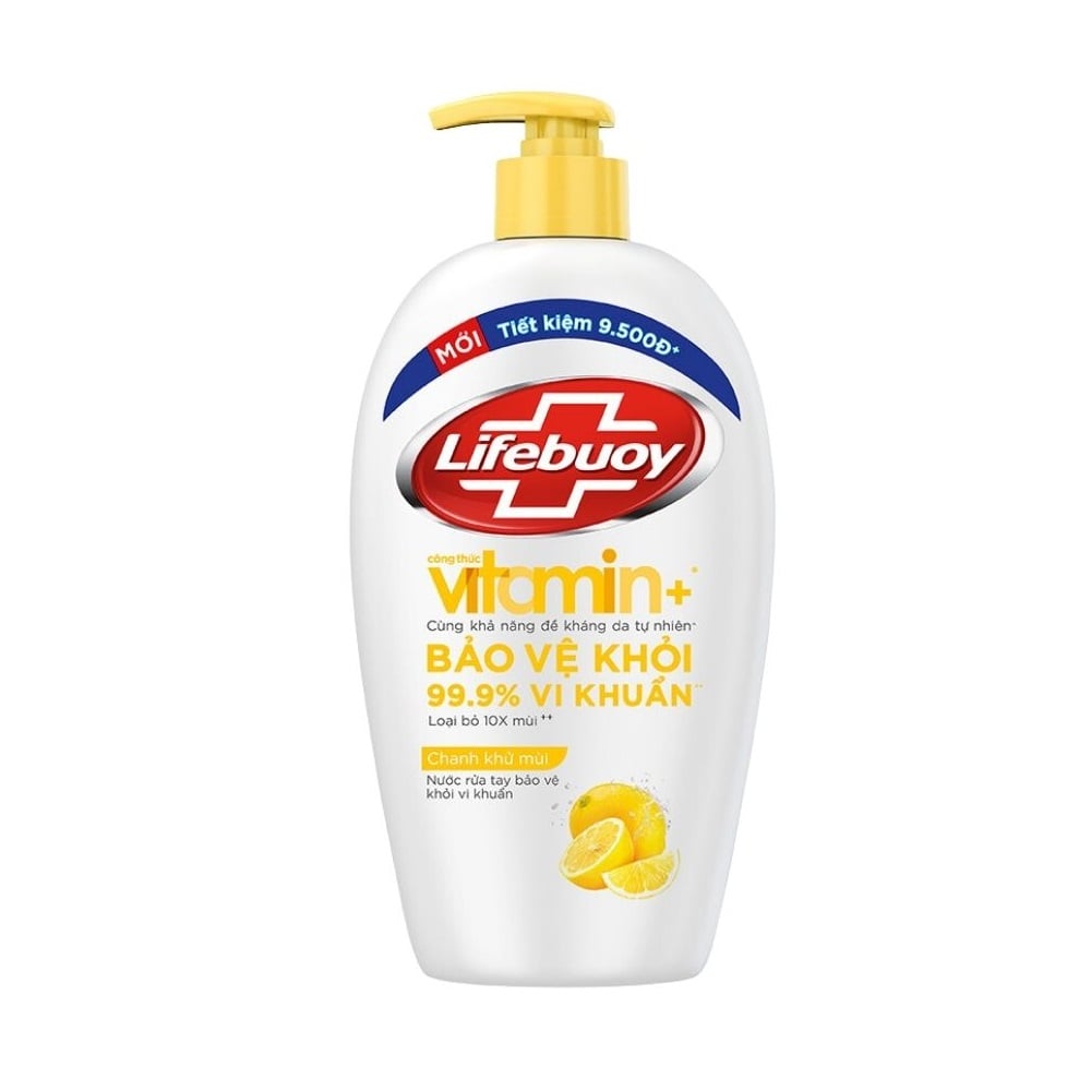 Nước Rửa Tay Lifebuoy Vitamin Chanh Khử Mùi Cho Tay Làm Bếp 450g