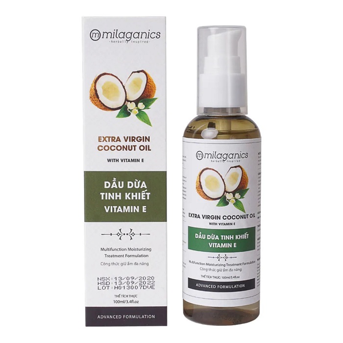 Dầu Dừa Milaganics Tinh Khiết Vitamin E 100ml