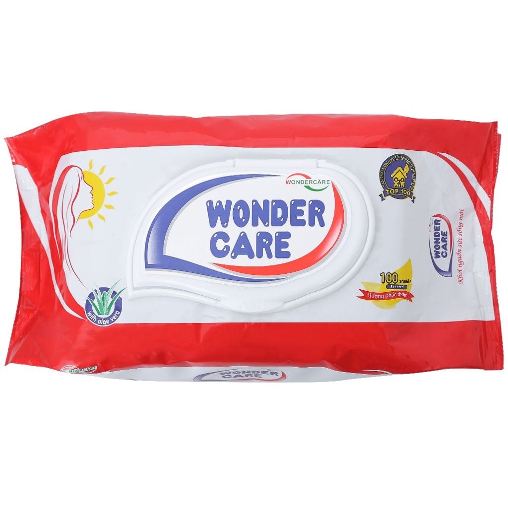 Khăn Ướt Wonder Care Có Mùi 100 Tờ