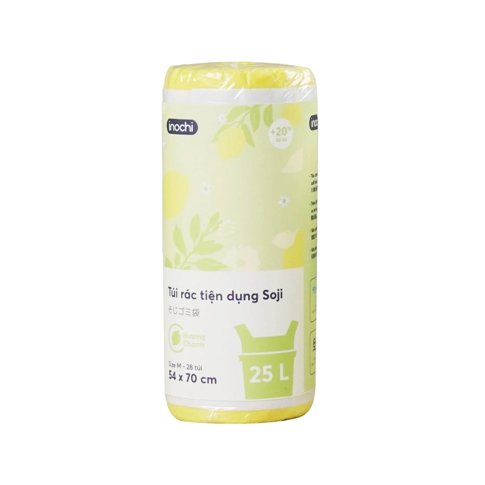 Túi Rác Inochi Soji 25L x 28 Túi Size M Hương Chanh