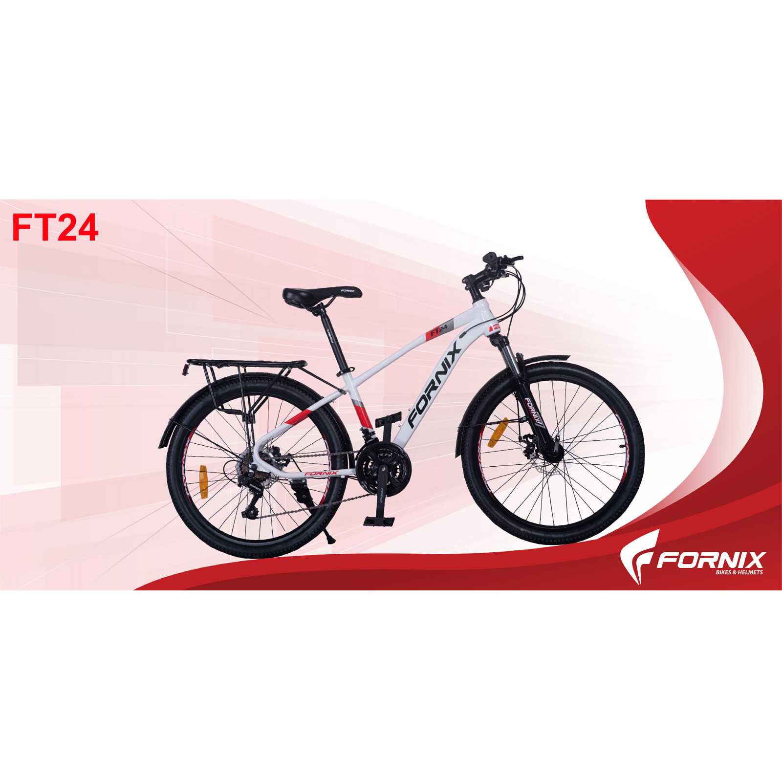 Xe Đạp Địa Hình 24 Inch Fornix FT24 MY24 Trắng-Đỏ